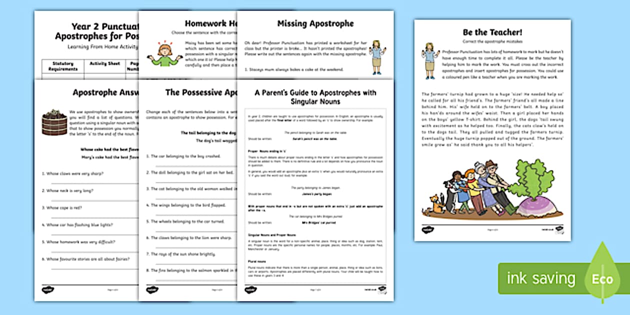 Year 2 Punctuation: Possessive Apostrophes Activity Booklet