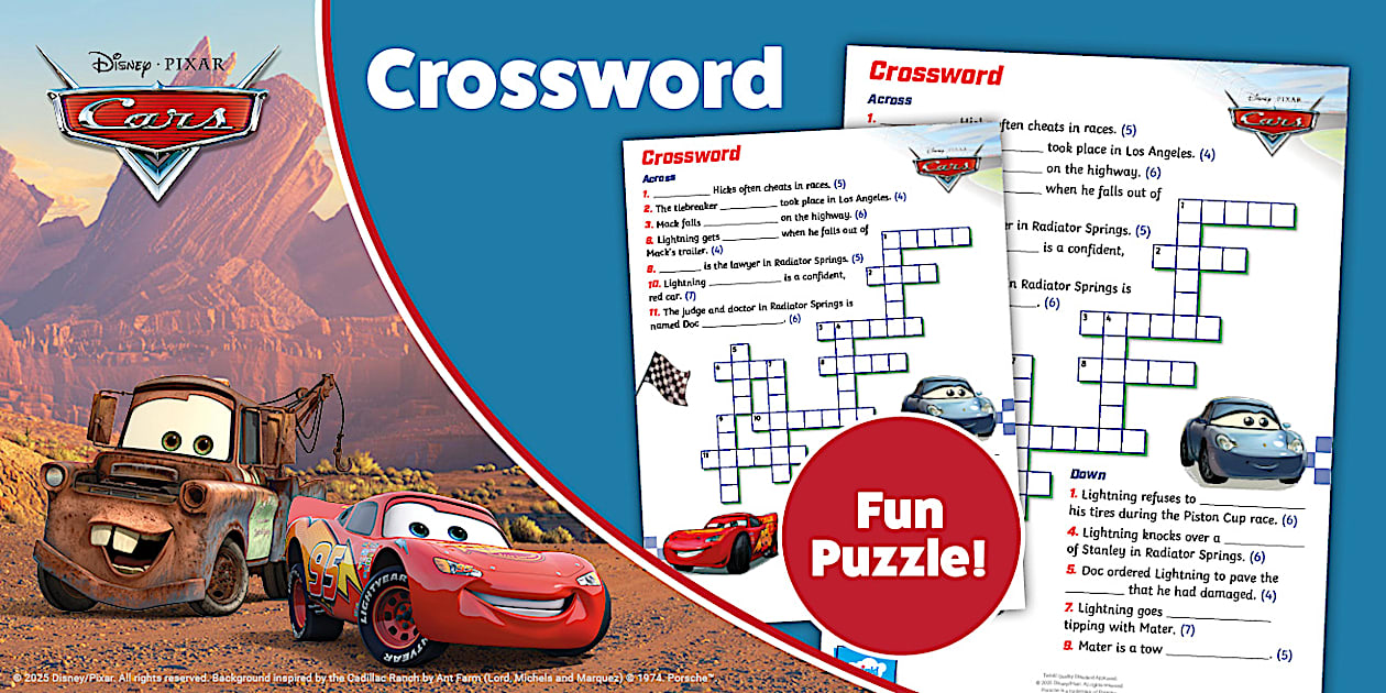 Cars: Crossword Puzzle (Teacher-Made) - Twinkl