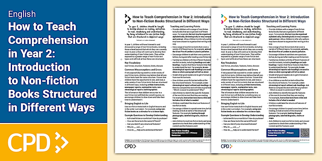 How to Teach Comprehension in Year 2: Introduction to Non-fiction Books