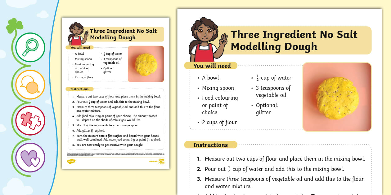 Three Ingredient No Salt Modelling Dough (professor feito)
