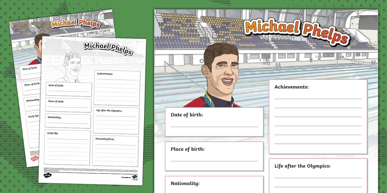 Michael Phelps Fact File Template (teacher made) - Twinkl