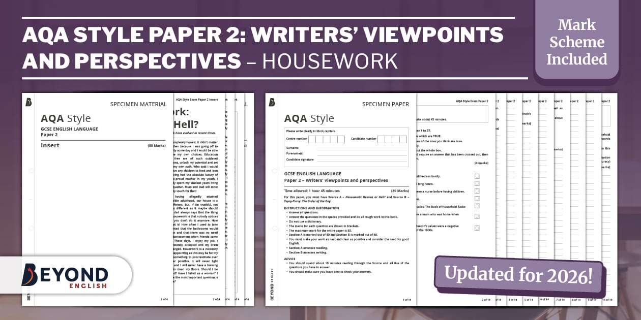 AQA Style GCSE English Language Paper 2 Practice Paper