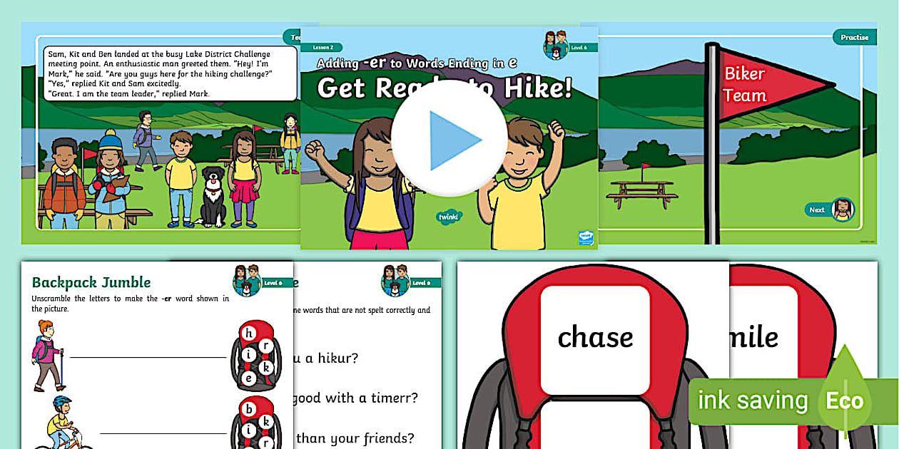 Adding -er to Words Ending in e Lesson Pack (teacher made)