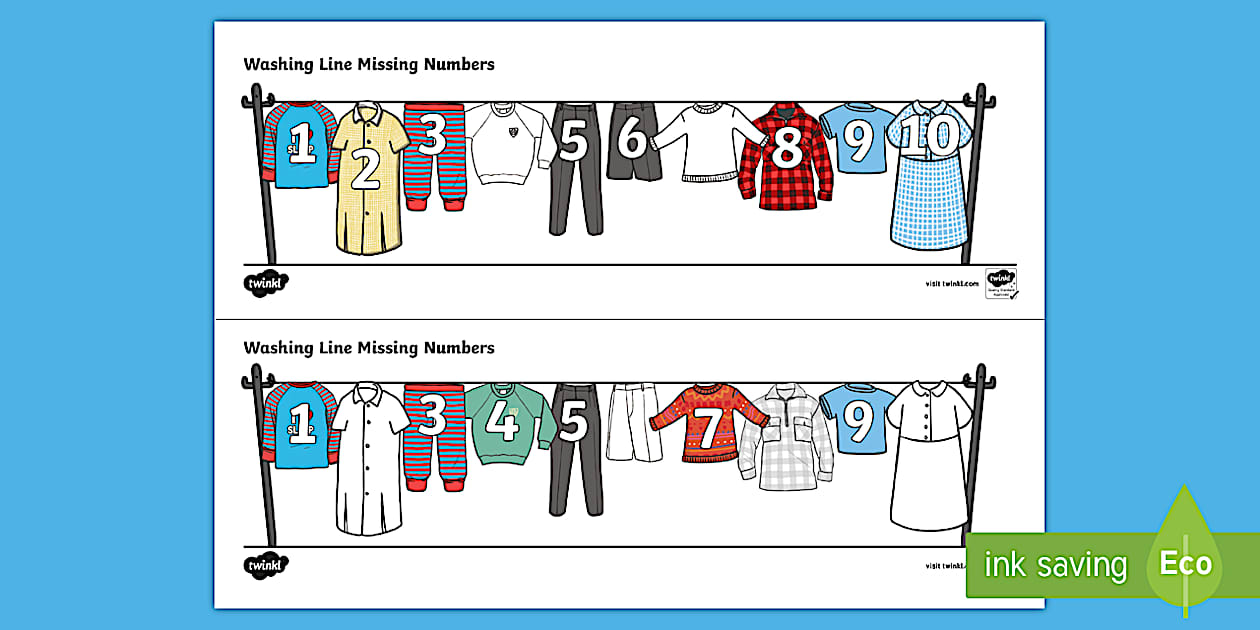Washing Line Missing Number To 10 Worksheet / Worksheets