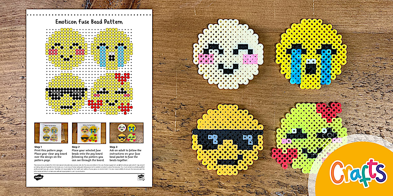 Emoticon Fuse Bead Pattern | Twinkl Crafts - Twinkl