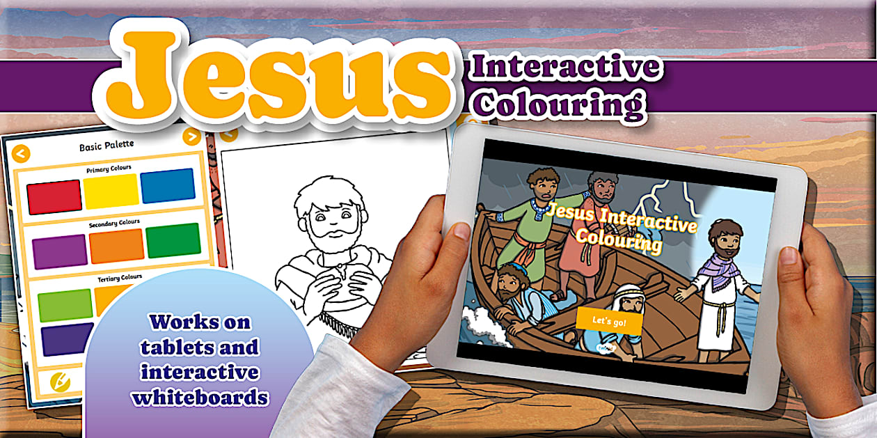 * NEW * Jesus Interactive Colouring - Twinkl Art
