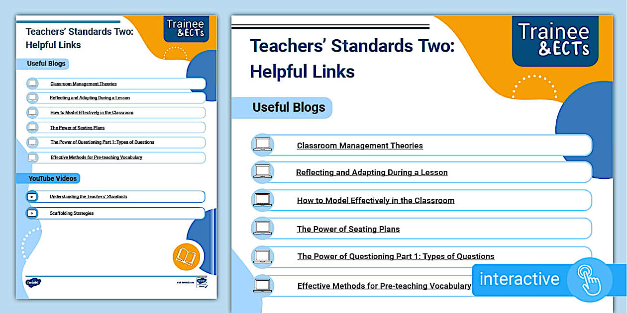 Links to Support with Evidencing Teachers’ Standards Two