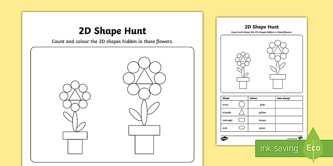 2D Shapes Count and Colour Activity (teacher made) - Twinkl