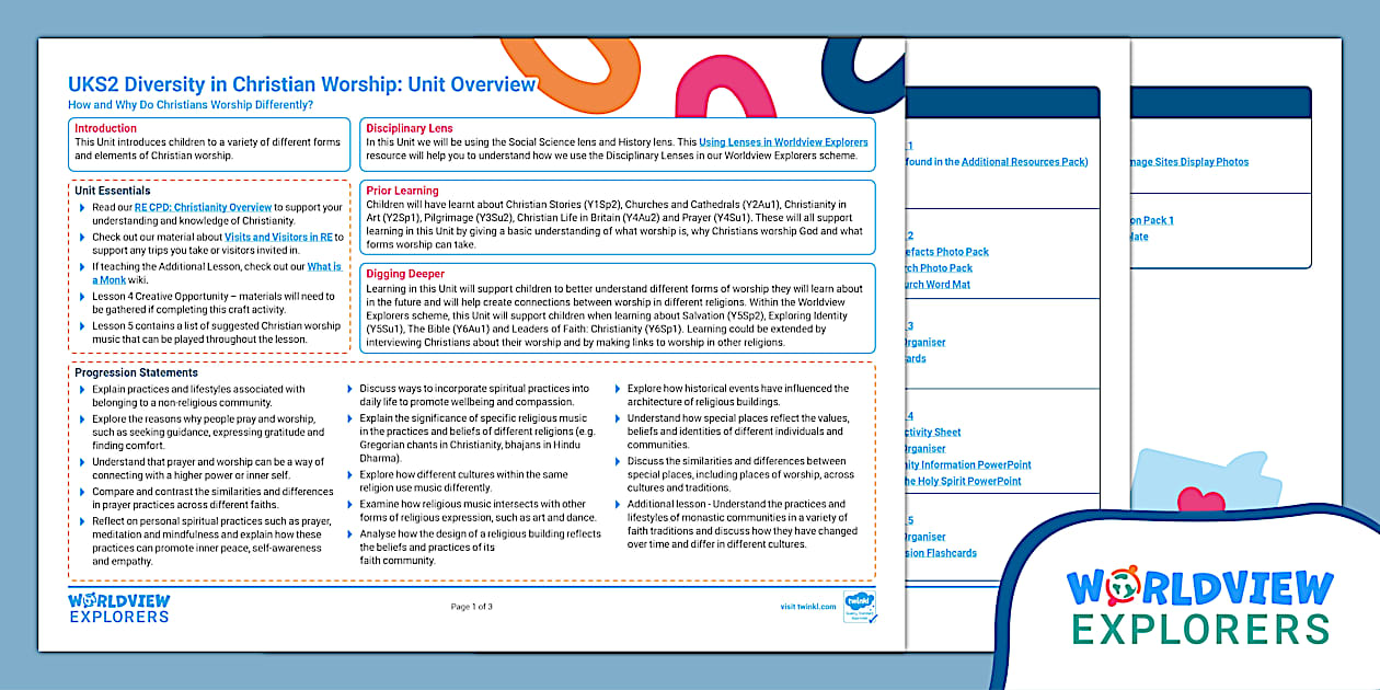 UKS2 Diversity in Christian Worship: Unit Overview - Twinkl