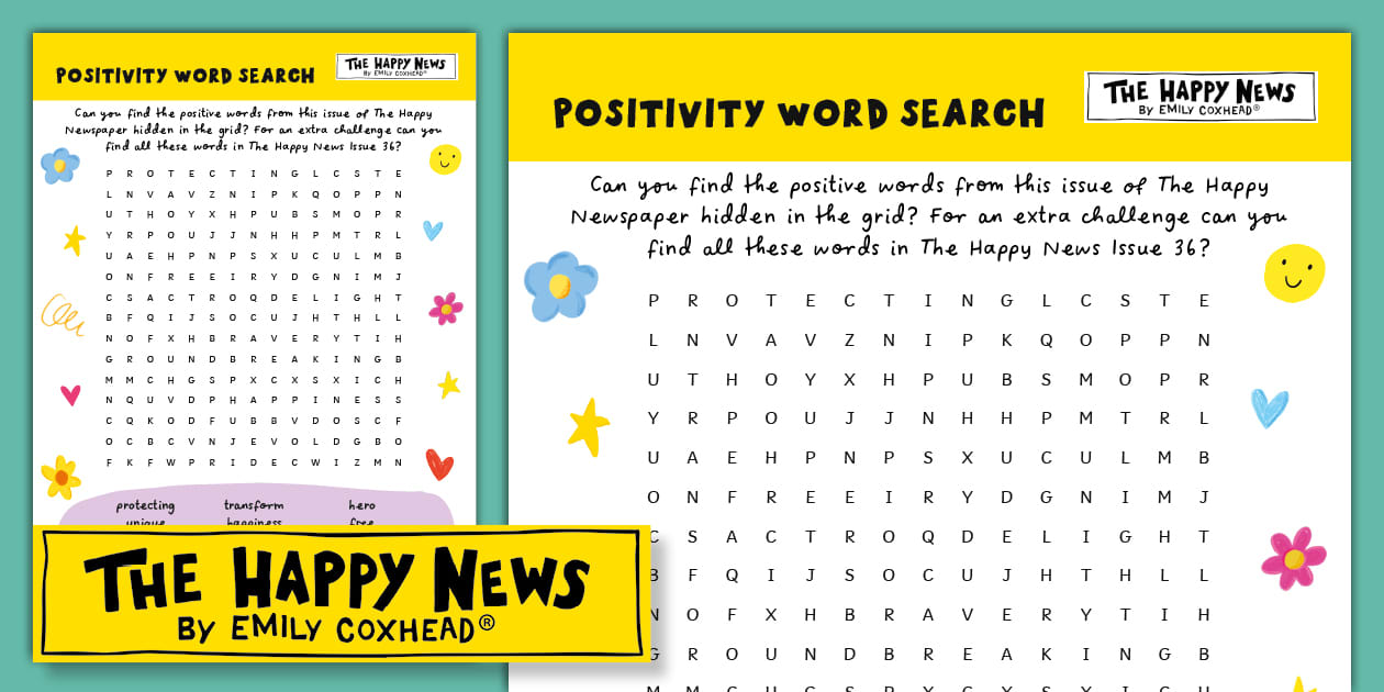 The Happy Newspaper: Positivity Word Search (Teacher-Made)