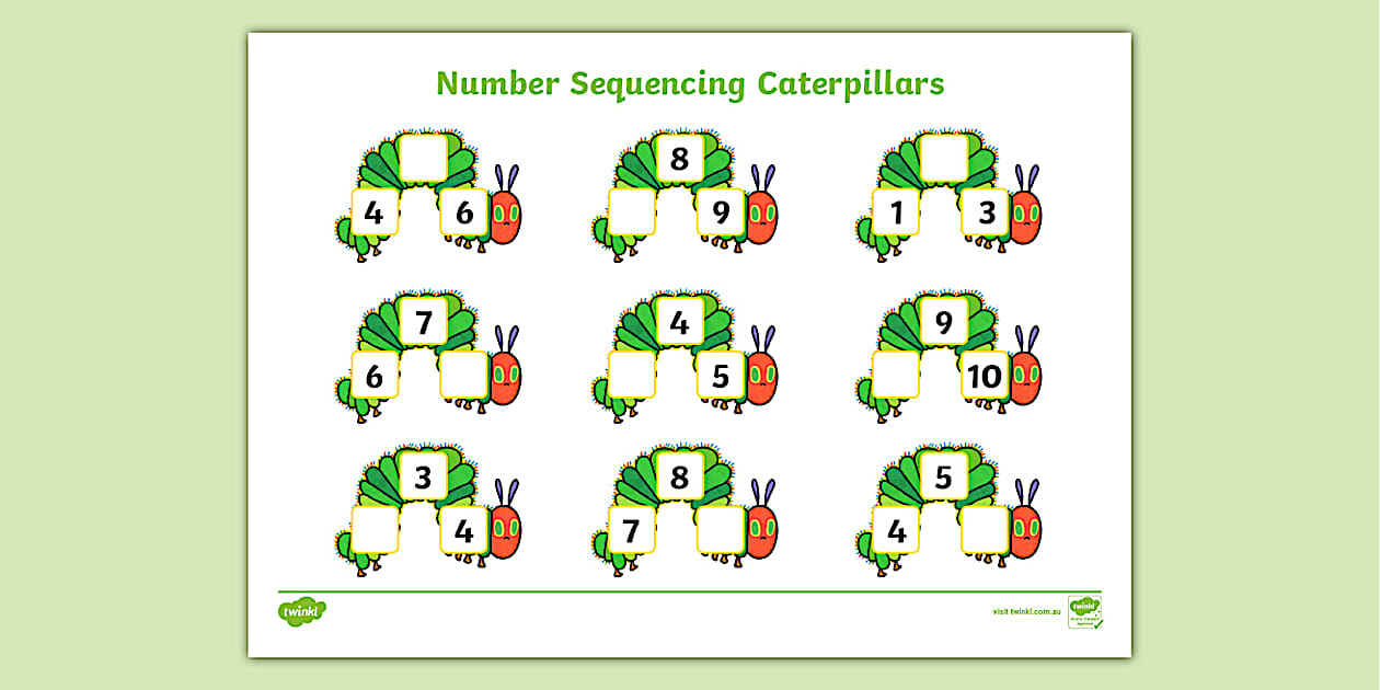 Editable Number Sequencing Caterpillars to Support Teaching on The Very ...