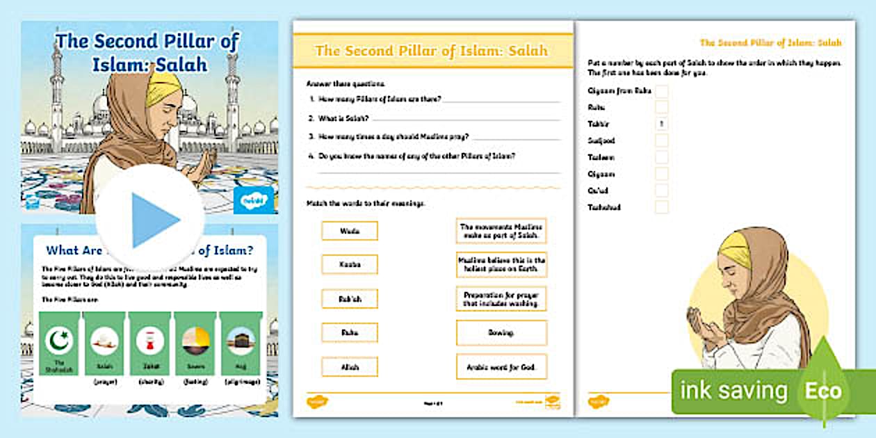 The Second Pillar of Islam: Salah PowerPoint and Worksheet
