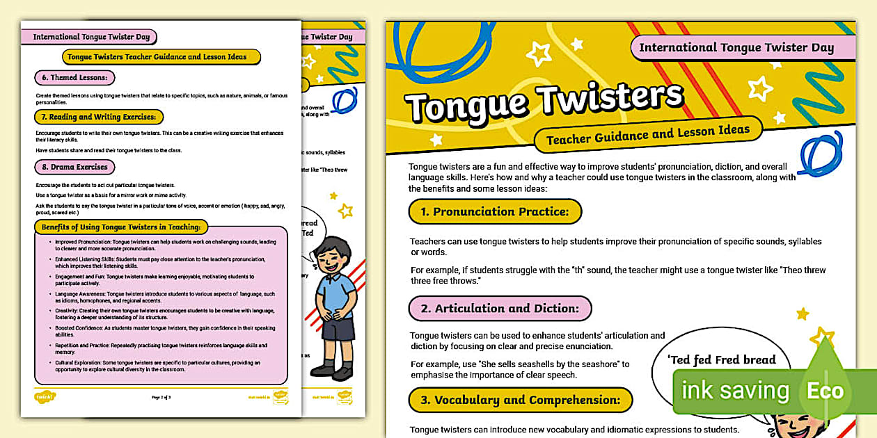 International Tongue Twister Day Teacher Guidance and Lesson Ideas