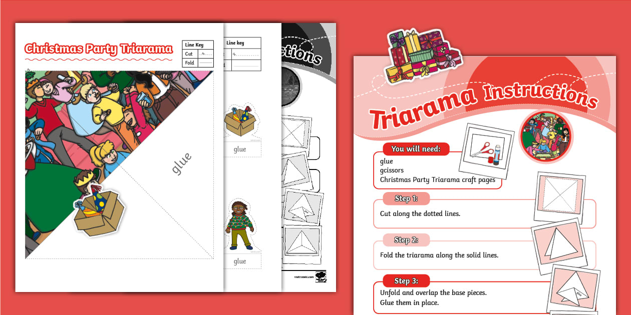 Christmas Party Triarama Craft - Twinkl Art (teacher made)