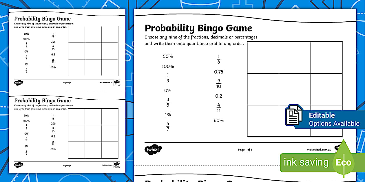 Probability Bingo Game (teacher made) - Twinkl