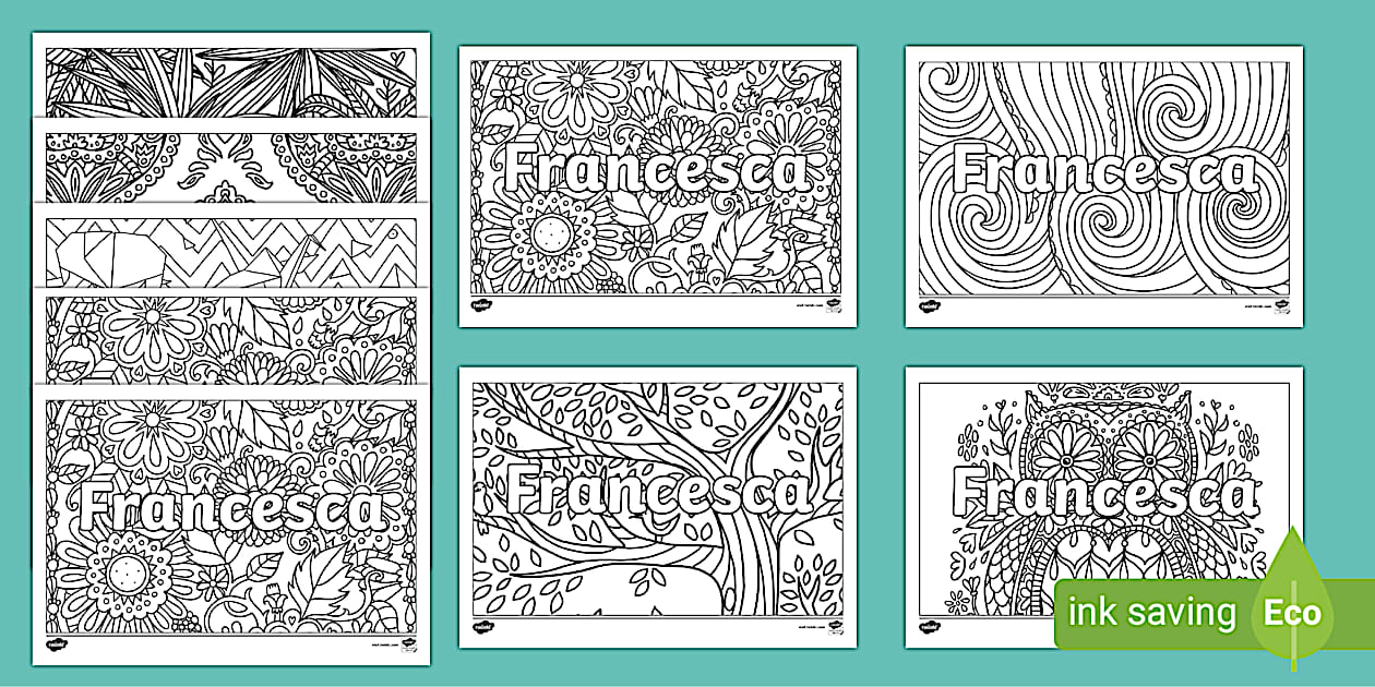 Francesca Mindfulness Name Colouring Activity | Twinkl | KS1