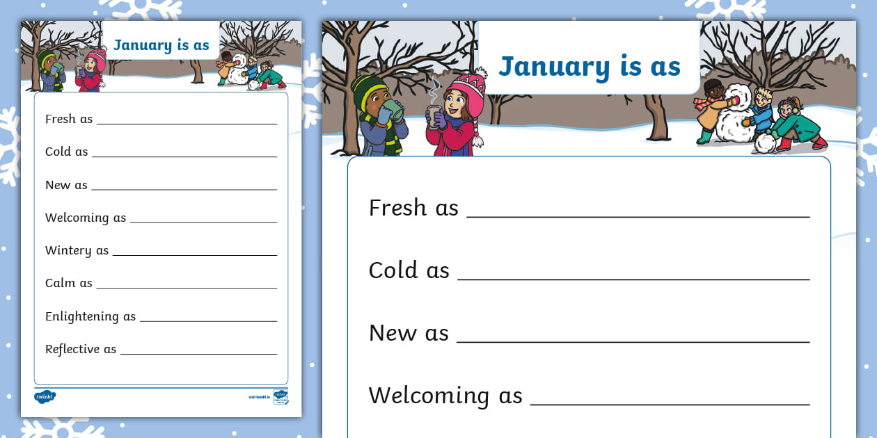 January Simile Poem Template - Twinkl Templates