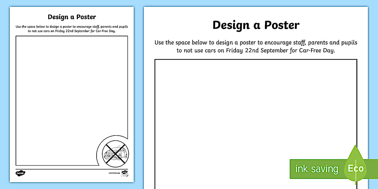 Car-Free Day Design A Poster Writing Template (teacher made)