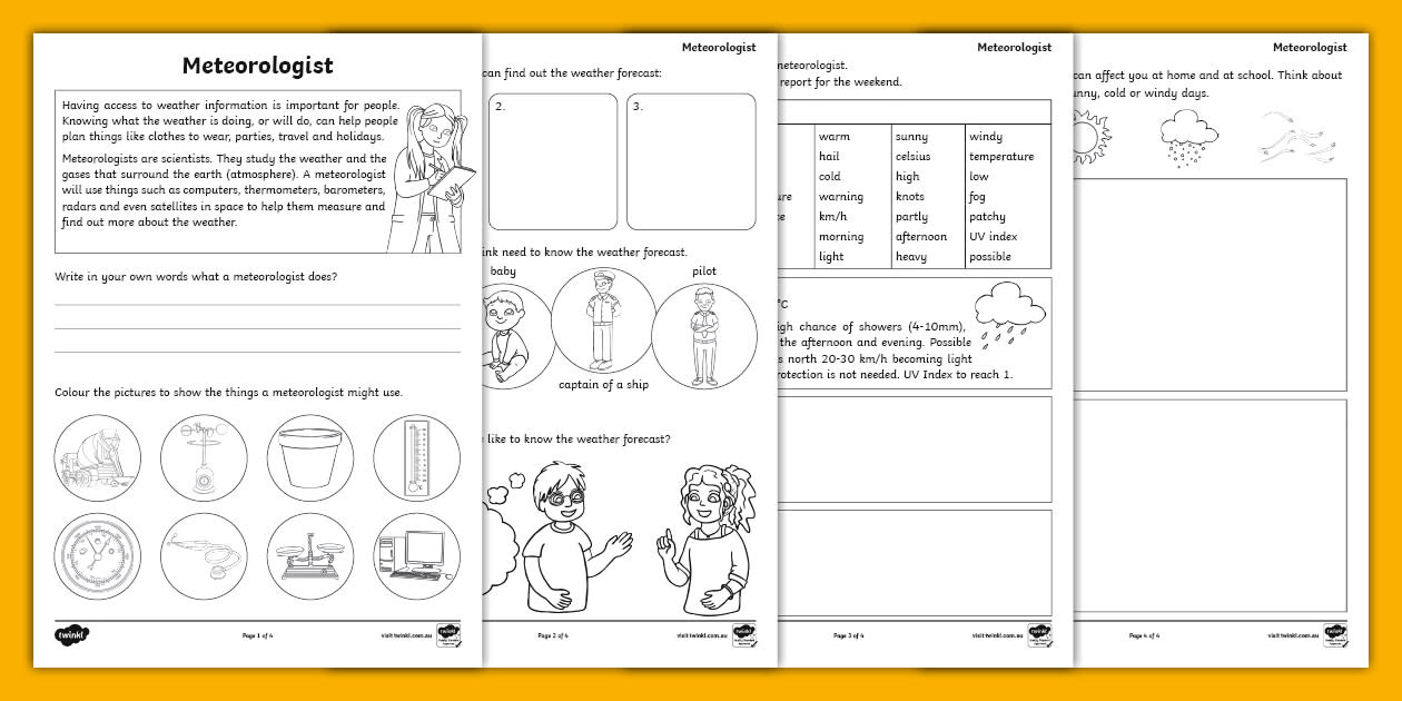 NSW Meteorologists Worksheet (teacher made) - Twinkl