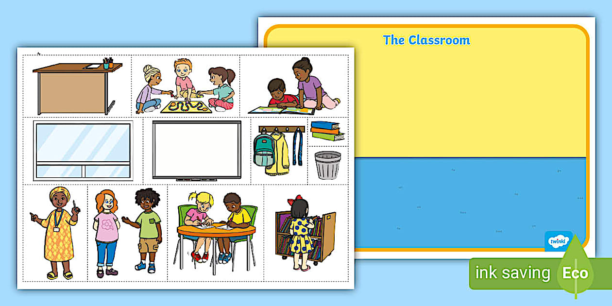 👉 Classroom Actions Scene Cut and Stick Activity