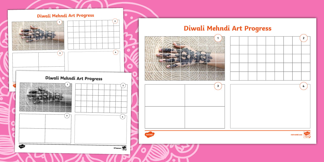 Diwali Mehndi Art Progress Template (teacher made) - Twinkl
