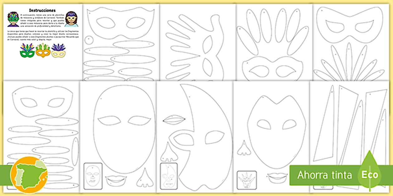 Plantillas De Máscaras Para El Carnaval Twinkl
