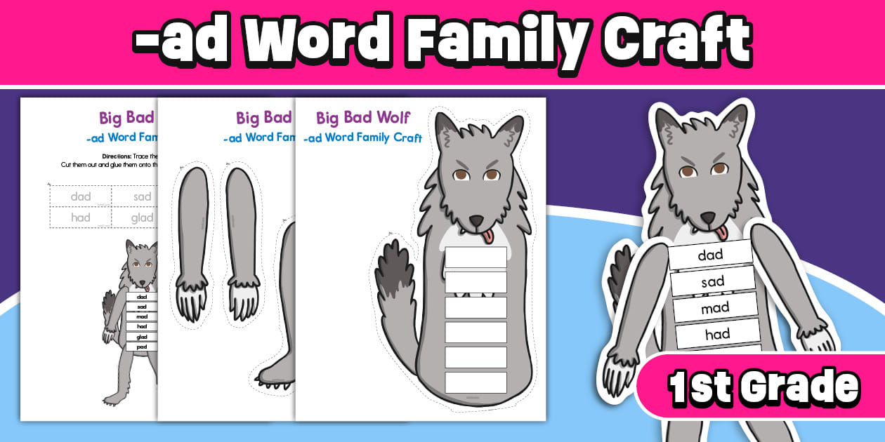 Big Bad Wolf Craft -ad Word Family Craft Activity