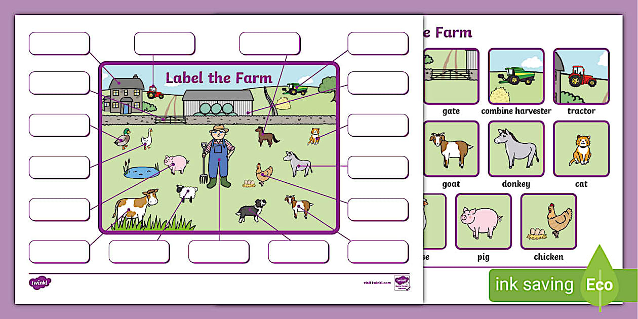 Farm Label the Picture Activity Sheet - KS1 - EAL - Twinkl