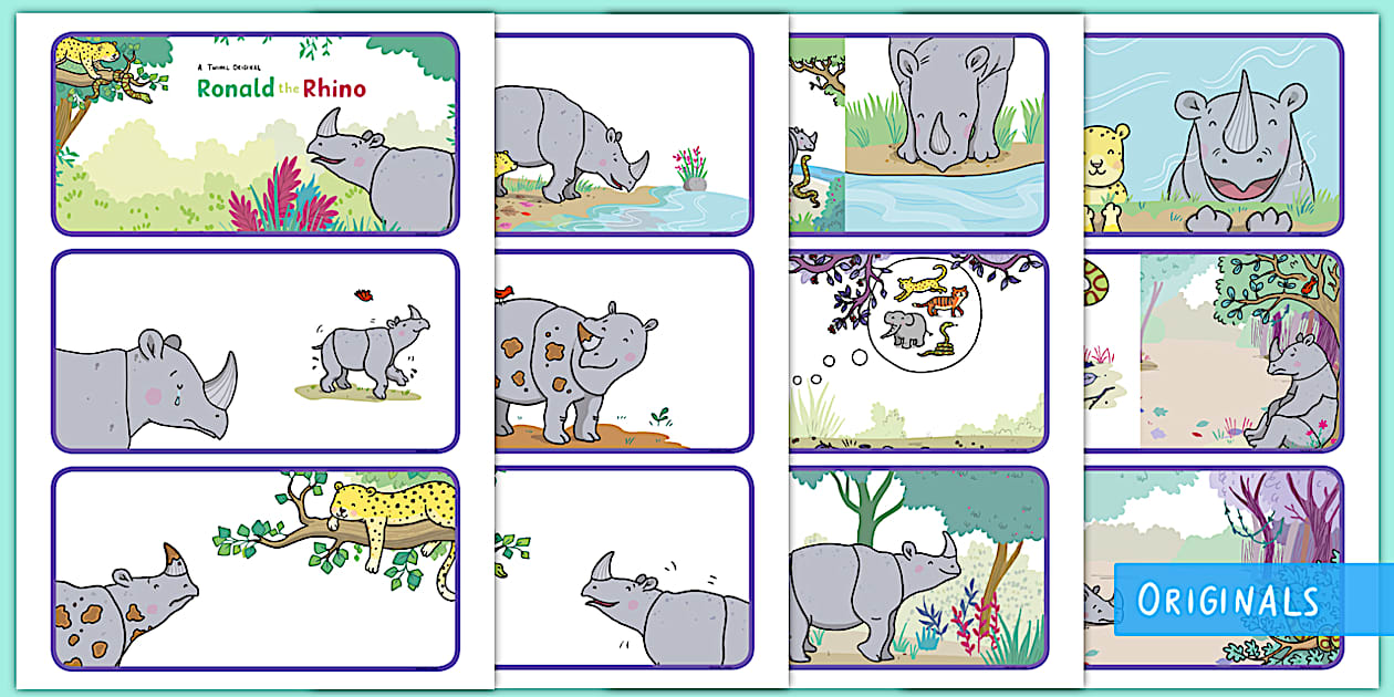 Ronald the Rhino Story Sequencing Cards - Twinkl