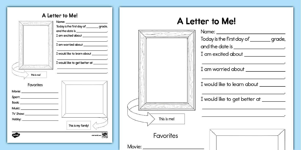 A Letter to Me! Back to School Activity Worksheet - Twinkl