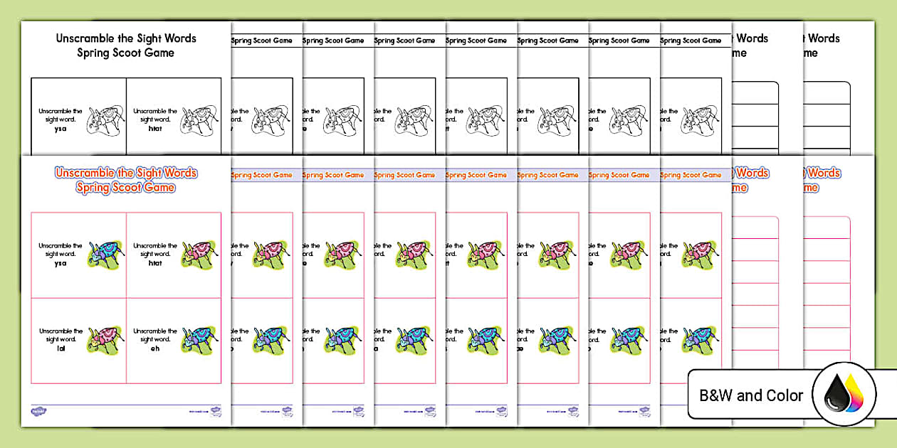 Unscramble the Sight Words Spring Scoot Game (teacher made)