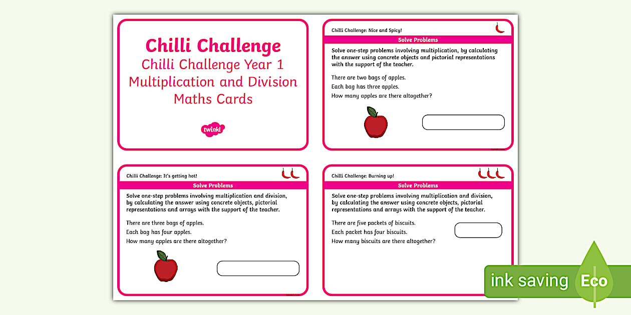 Chilli Challenge Year 1 Multiplication Maths Cards - Twinkl