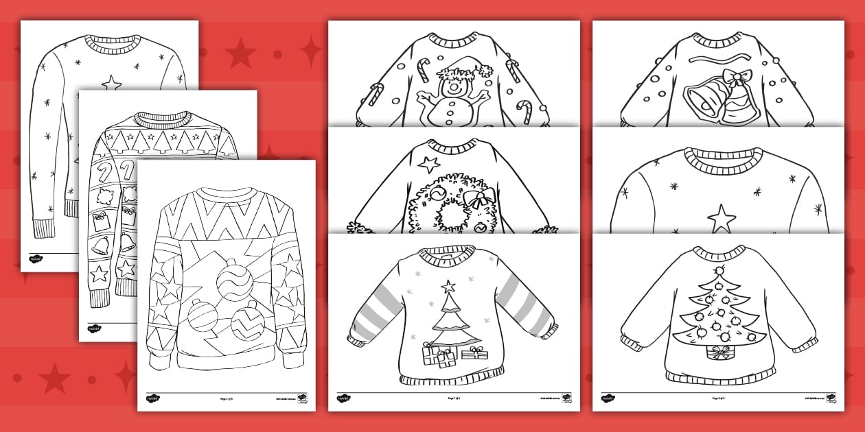 Christmas Jumpers Doodle Colouring Page
