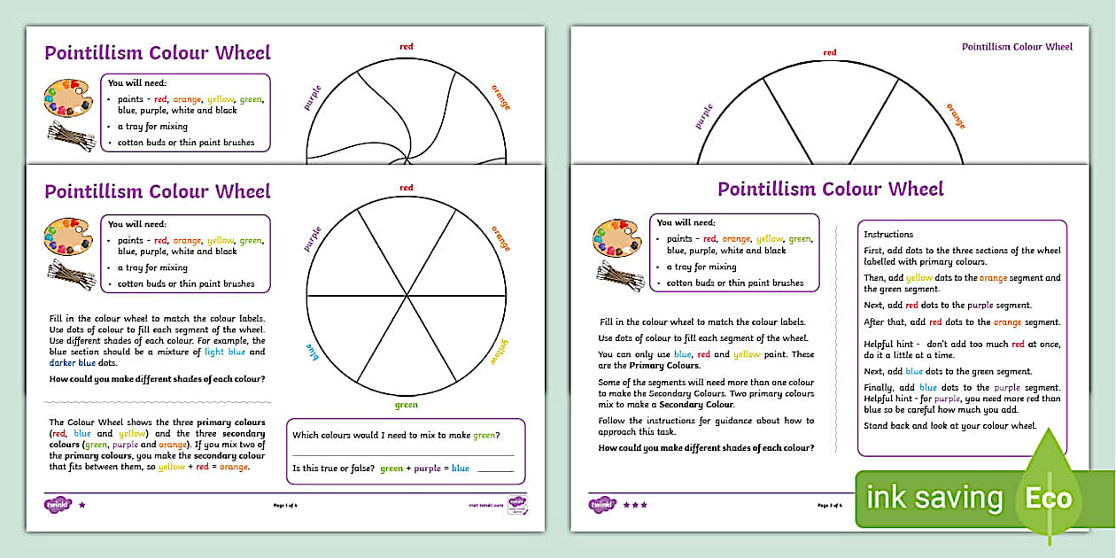 Pointillism Colour Wheel Art Activity Template - Twinkl