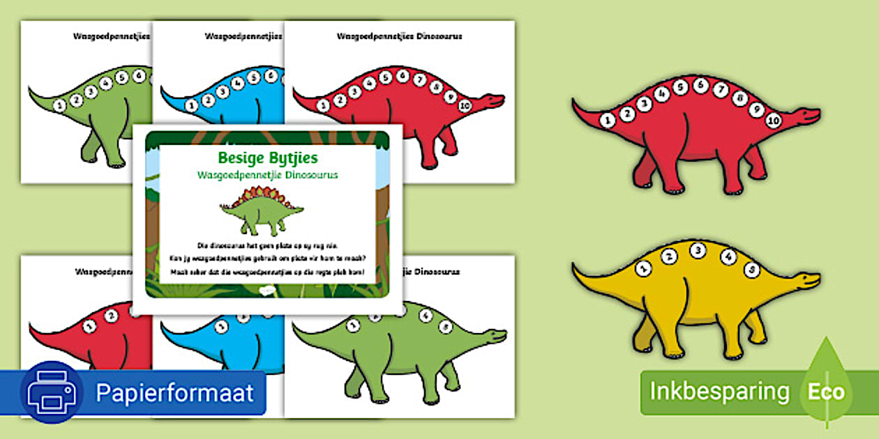 Besige Bytjies: Wasgoedpennetjie Dinosourusse (teacher made)