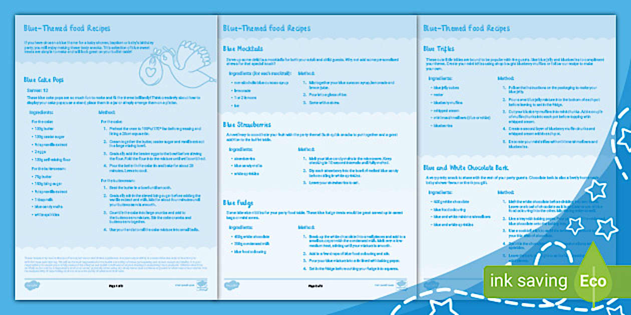 Blue-Themed Food Recipes (teacher made) - Twinkl