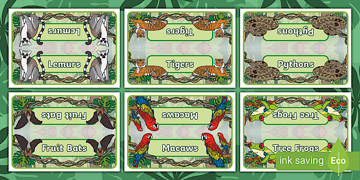 Editable Group Table Signs (Jungle & Rainforest)