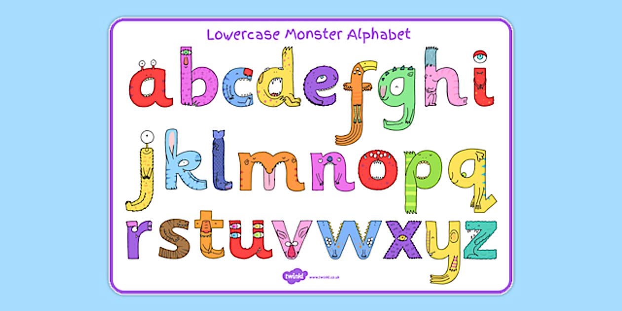 Black and White Lower-case Monster Alphabet Image Mat