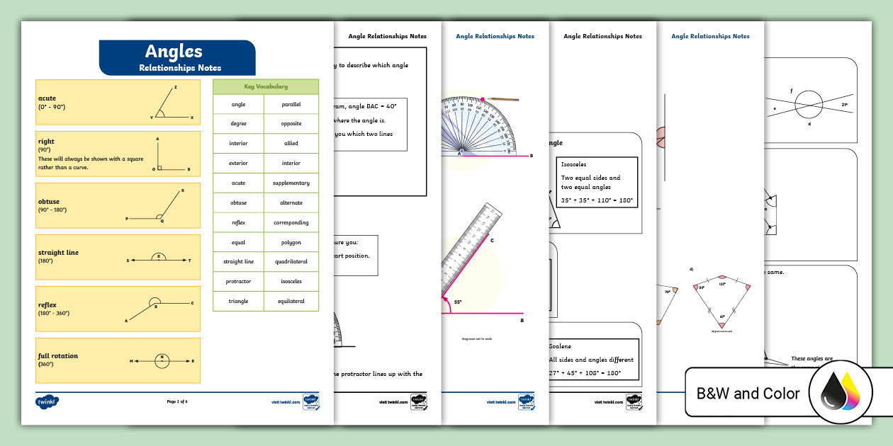 Seventh Grade Angle Relationships Notes (Teacher-Made)