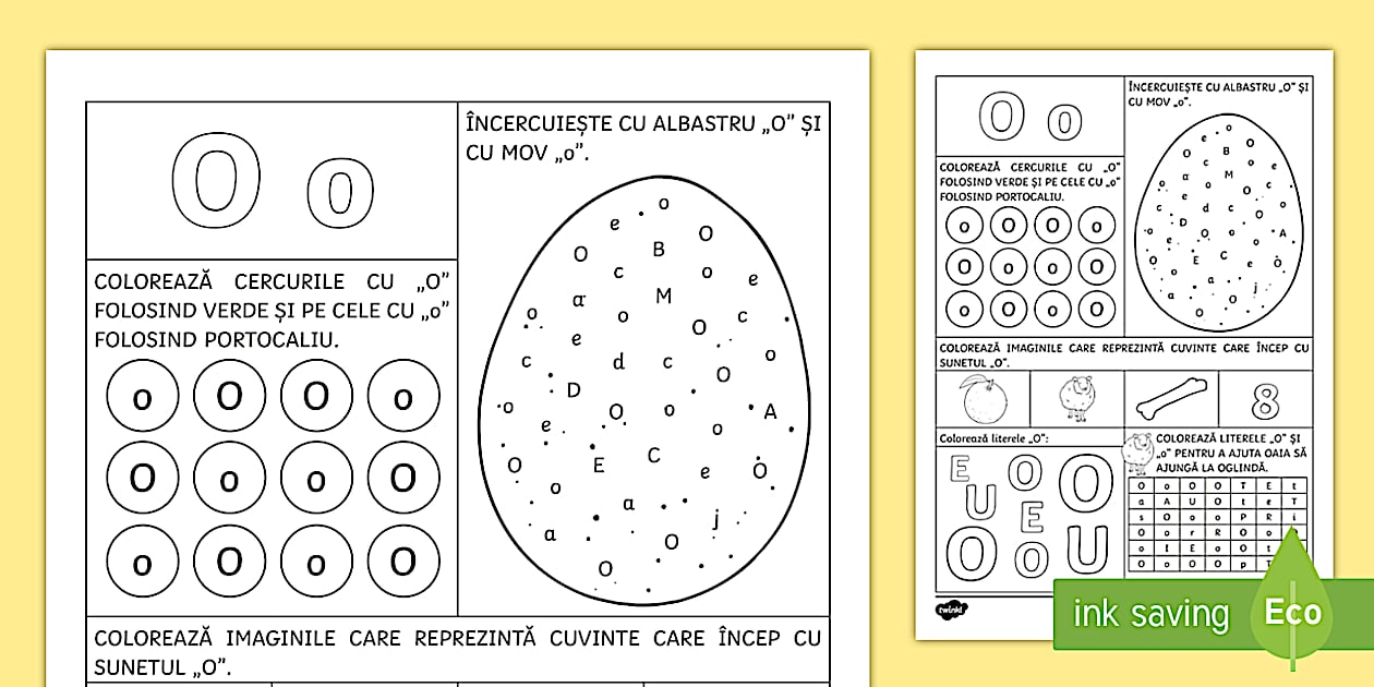 Recunoașterea literei O o - Fișă de lucru (teacher made)