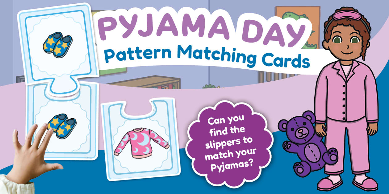 Pyjama Day-Themed Pattern Matching Cards
