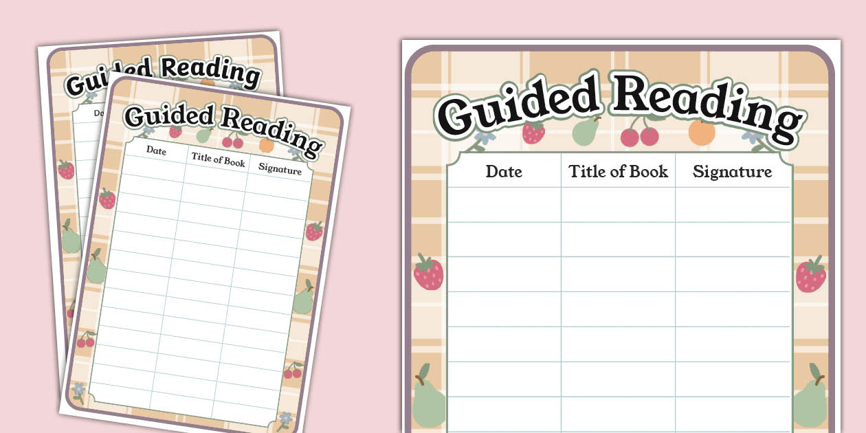 * NEW * Checkered Charm Theme Guided Reading Log - Twinkl