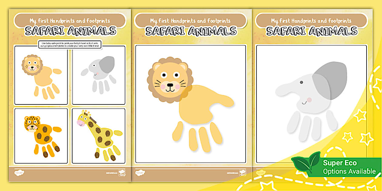 Safari Animals-Themed Handprint Art Activity - Twinkl