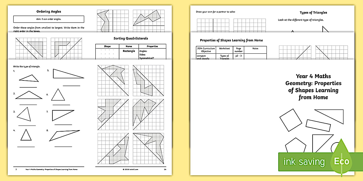 Year 4 Maths Geometry: Properties of Shapes Learning from Home Activity