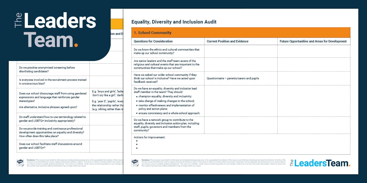 Guidance: Equality and Diversity Audit - Leaders