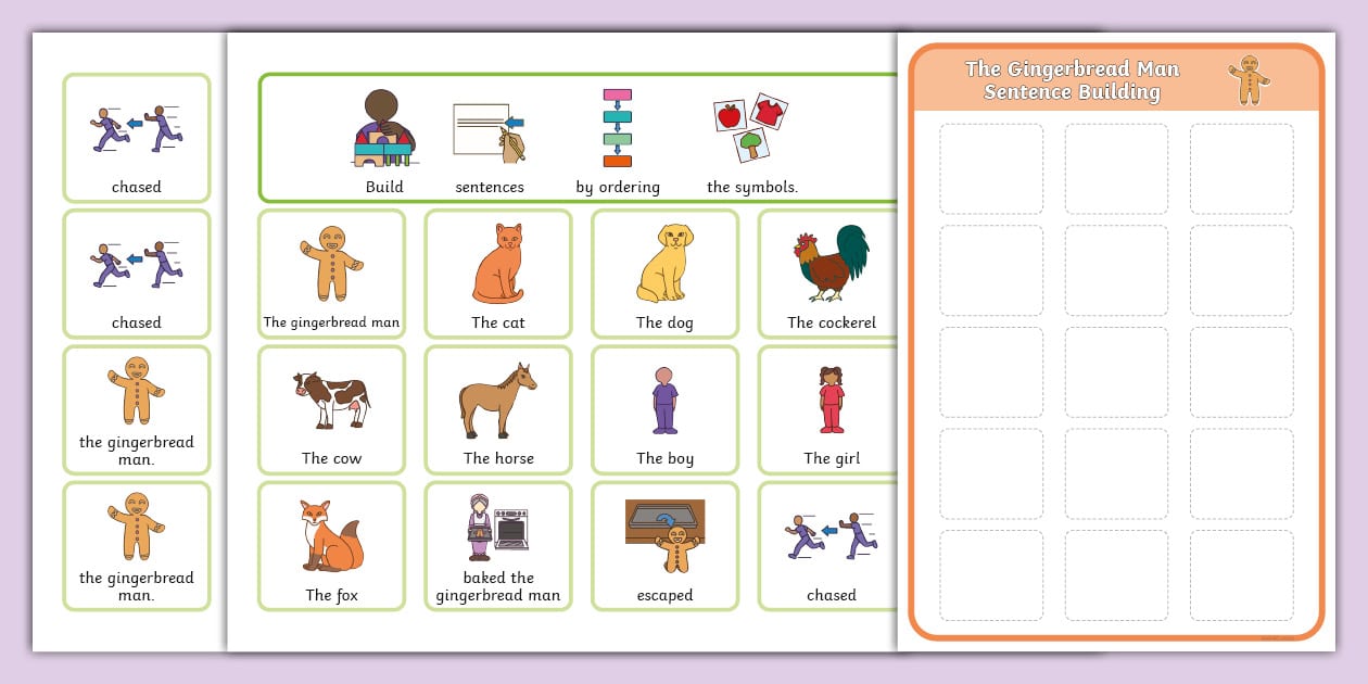 Twinkl Symbols: The Gingerbread Man Sentence Building Cards