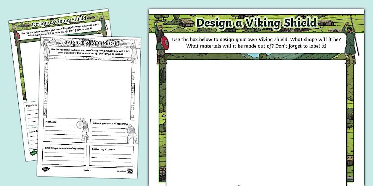Design a Viking Shield Worksheet (teacher made) - Twinkl