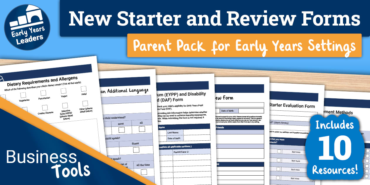 New Starter and Review Forms Parent Pack for EYFS