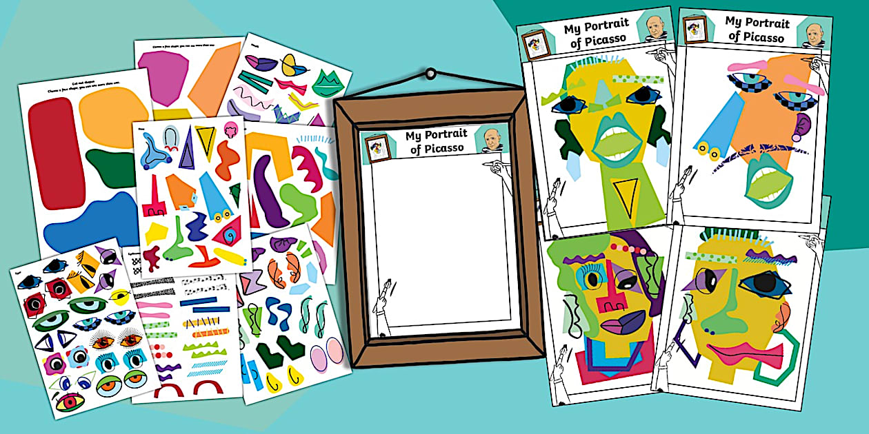 芸術に挑戦プリント パブロ・ピカソを描いてみよう Artistic challenge Activity Sheet- Pablo Picasso