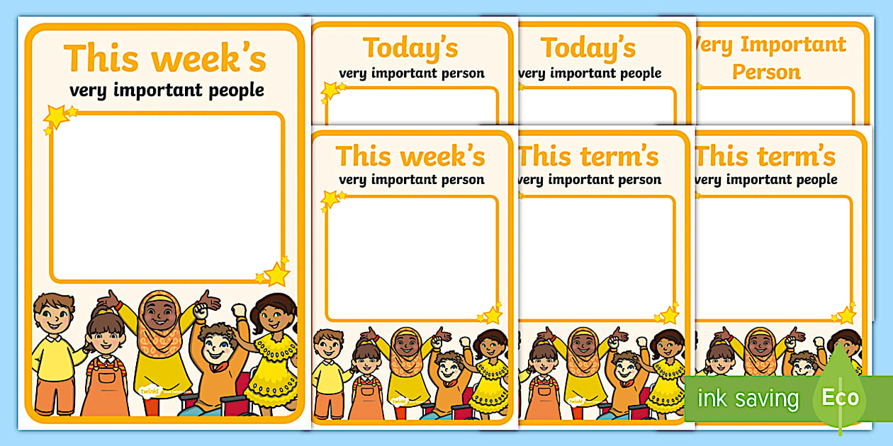👉 Classroom Monitor Display Signs (Very Important Person)